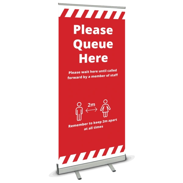 Please Queue Here Roller Banner | PrintSolutions.co.uk Ltd